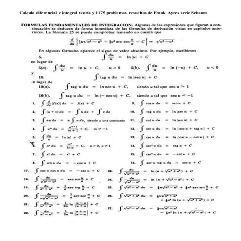 formulario de calculo integral y diferencial | DOCX