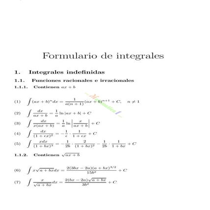 Formulario de integrales | PDF