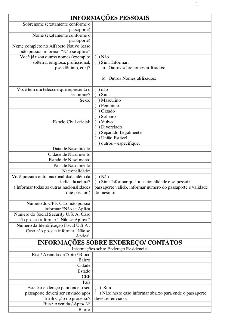 Formulario ds 160 portugues