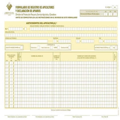 Formulario registro apicultores_declarac_apiarios | PDF