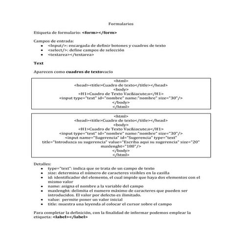 Guia de formularios en html | PDF