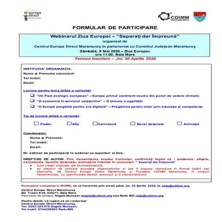 Formular participare 9 mai 2020 | PDF