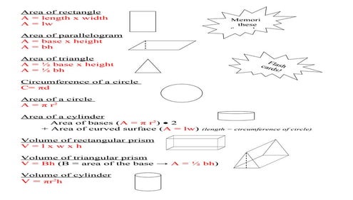 Geometry Formula Sheet Circles