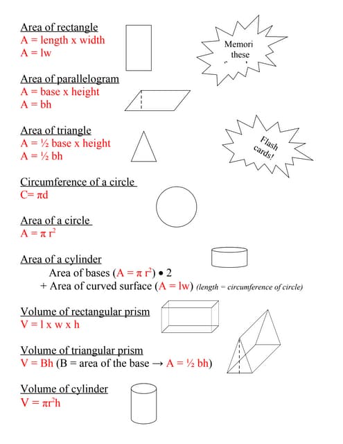 Geometry formula sheet | PDF | Physics | Science