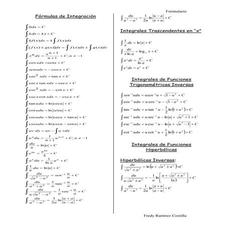 Formulas de-integración | DOCX