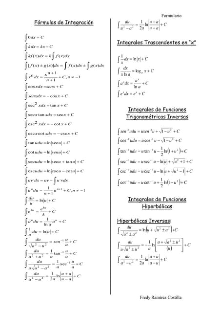 Formulas integrales | PDF