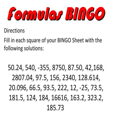 Formulas bingo[1] | PPT