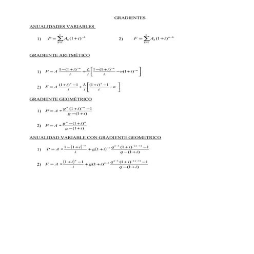 Formulas de gradientes | PDF