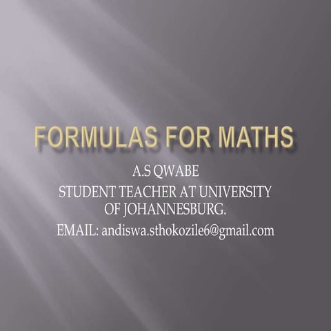 Formulas for maths | PPT