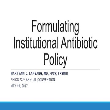 DOH Antimicrobial Stewardship Program in Hospitals Manual of Procedures ...