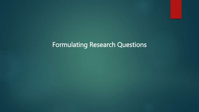 Research question presentation | PPTX | Education