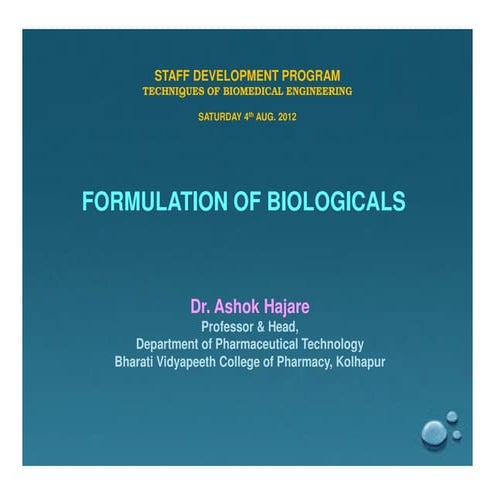 Formulation of biologicals | PDF