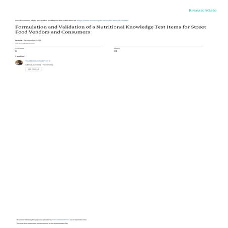 Nutritional knowledge | PDF