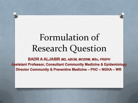 Formulating Research question and limitaions | PPT
