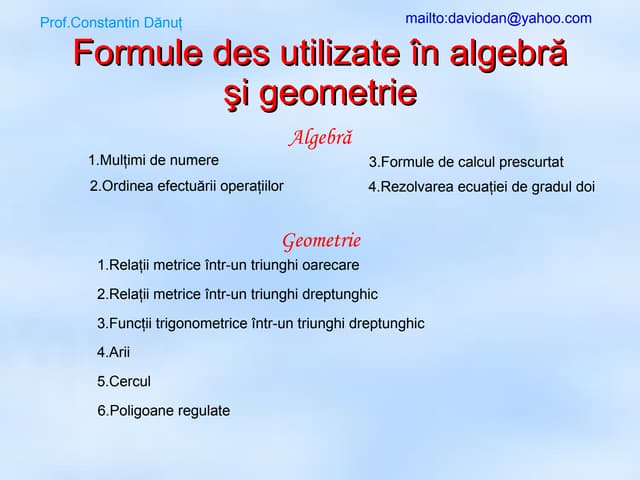 Formule matematice | PDF