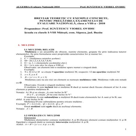 Formule algebra viorel ignatescu | PDF