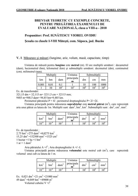 Formule matematice cls. v viii | PDF