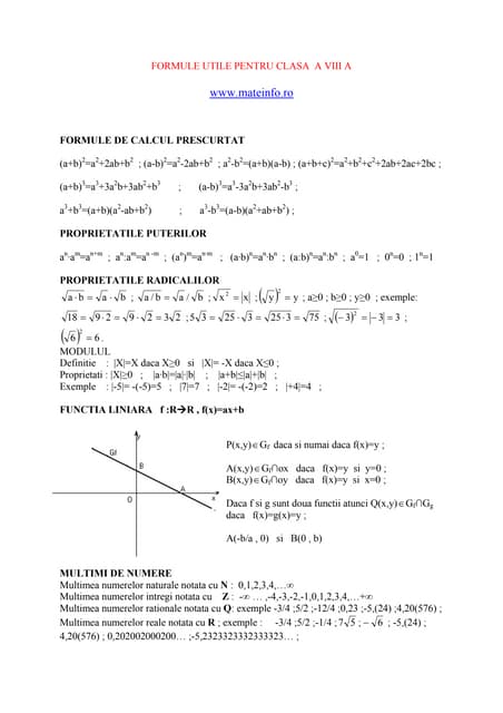 Formule matematice | PDF