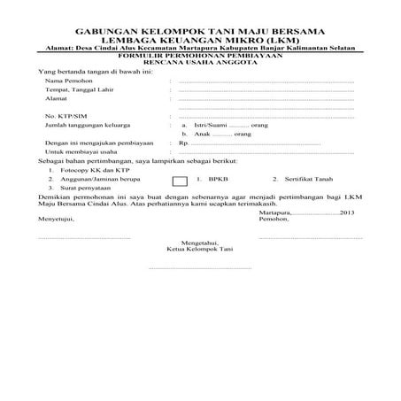 Formulir permohonan | PDF