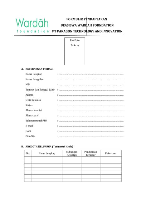 Formulir trah 210117 | PDF