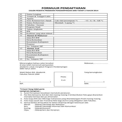 Formulir pendaftaran-smk-iii | PDF