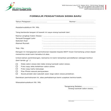 Formulir Pendaftaran | PDF