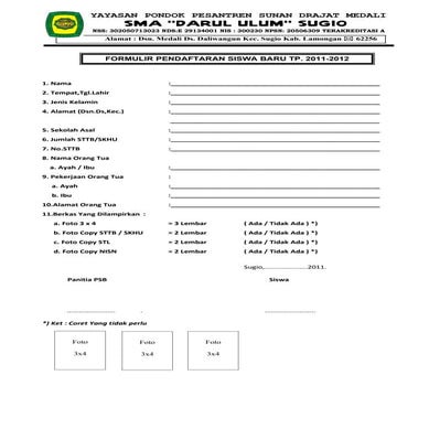 Formulir pendaftaran | PDF