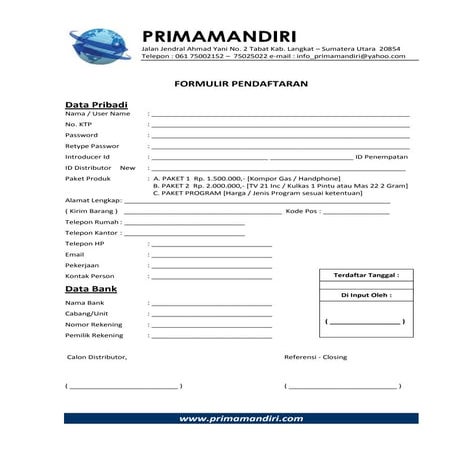 Formulir pendaftaran | PDF