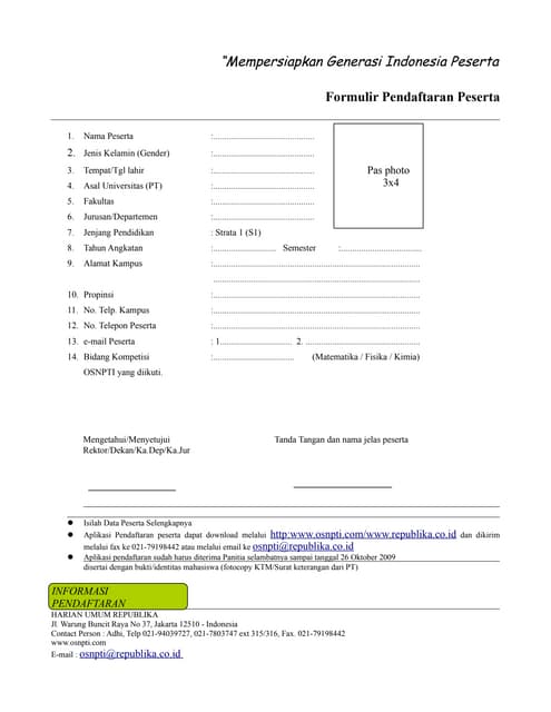 Form pendaftaran participant | PDF