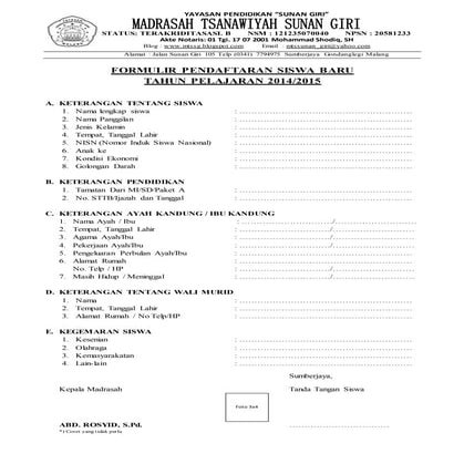 Formulir pendaftaran | PDF