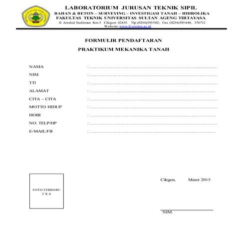 Formulir pendaftaran | DOCX