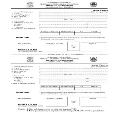 Formulir pendaftaran | PDF