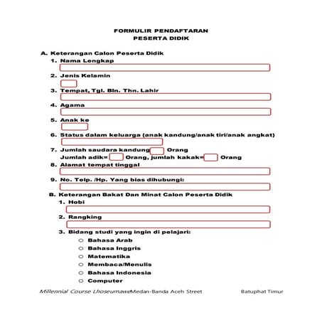 Formulir pendaftaran | DOCX