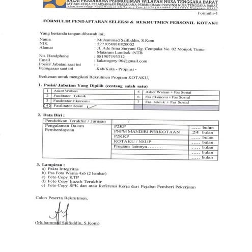 Formulir pendaftaran | PDF