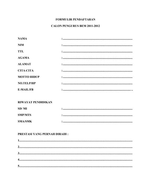 Formulir pendaftaran training dd consulting | PDF