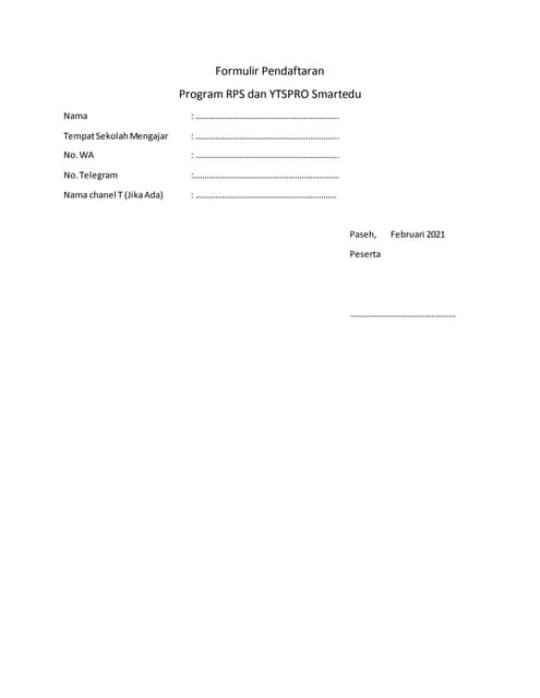 280378 formulir pendaftaran pln 2015 | PDF