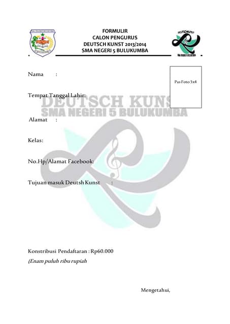 Form pendaftaran LSO BIOS PTIIK Universitas Brawijaya | PDF