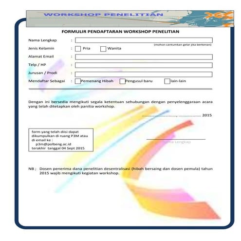 Formulir pendaftaran workshop penelitian (internal) | PDF