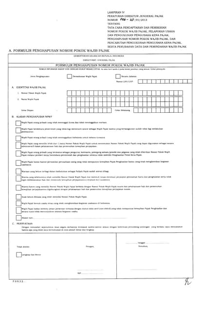 NPWP&NPPKP ::: Formulir pengukuhan pkp per 20 2013 | PDF