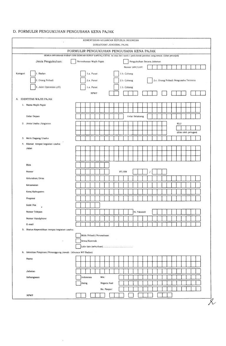 NPWP&NPPKP ::: Formulir pengukuhan pkp per 20 2013