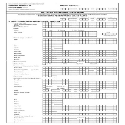 NPWP&NPPKP ::: Formulir permohonan pendaftaran wp untuk badan joint ...
