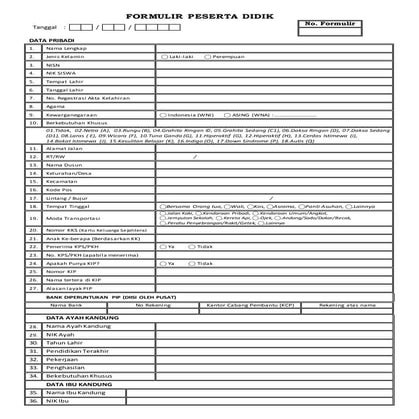 Formulir peserta didik dapodik PPDB 2020 | PDF