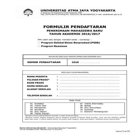 Formulir pssb beasiswa bidikmisi 2016 2017 rev 1 | DOCX