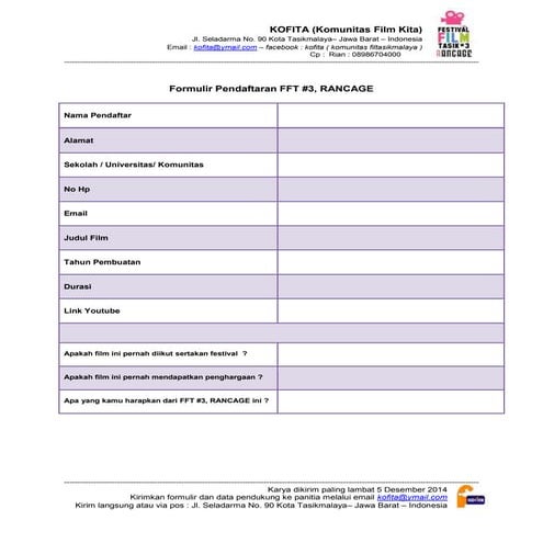 KOFITA Formulir FFT3 RANCAGE | DOCX