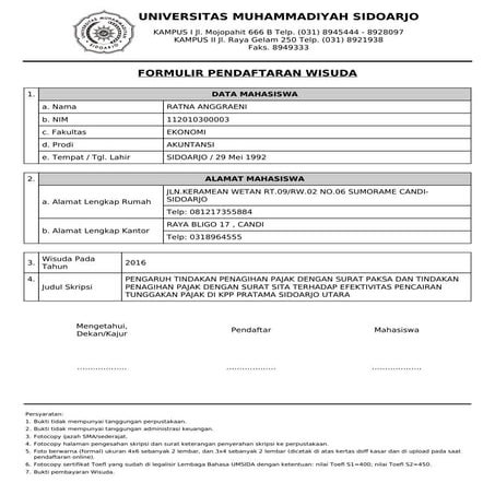 Form wisuda | PDF