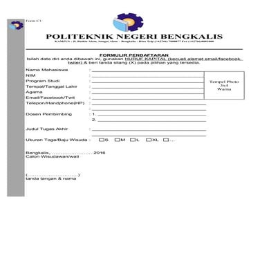 Form wisuda 2016 | PDF
