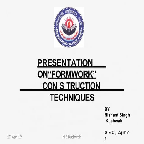 Introduction and types of Form Work in civil engineering | PPTX