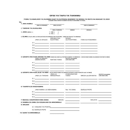 Form ya maombi | PDF