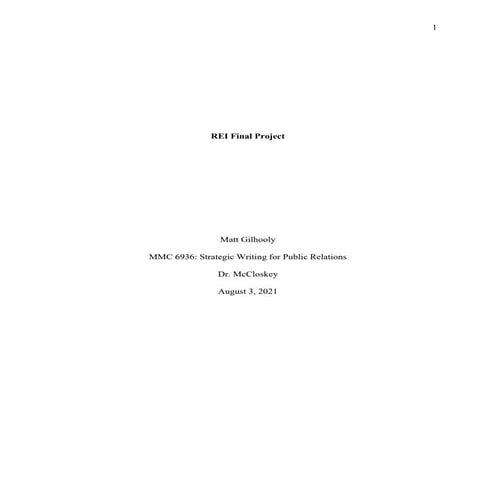 Strategic Writing Final Project - REI Communication Plan | PDF