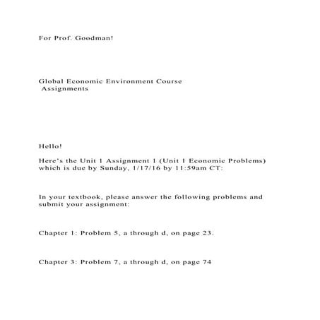 For Prof. Goodman!Global Economic Environment Course A.docx